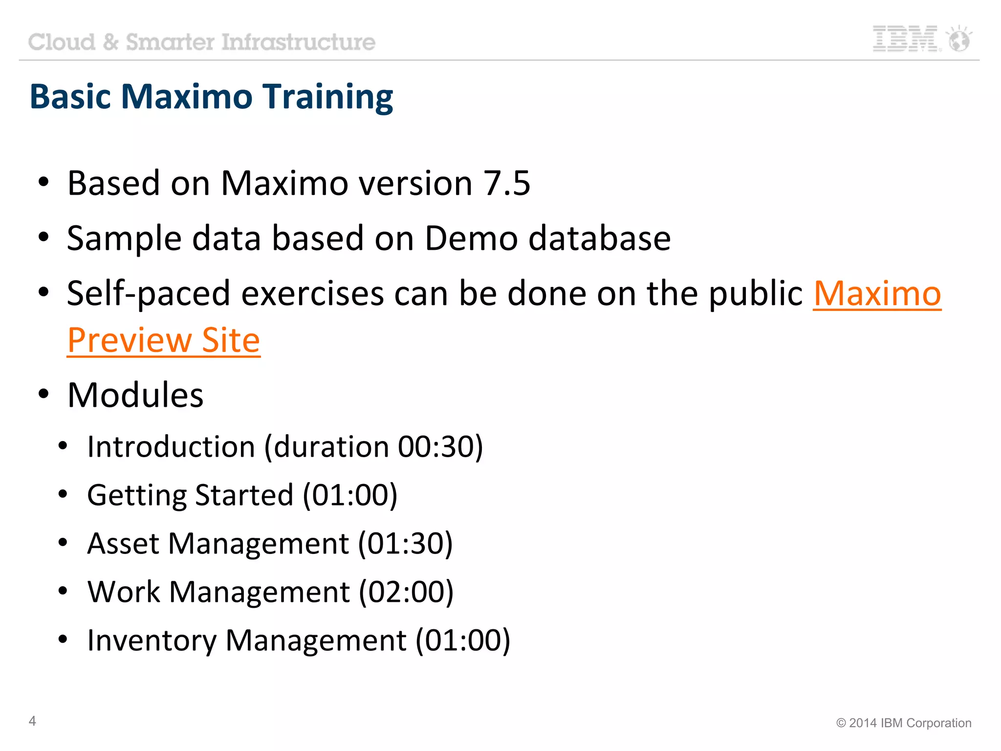 Maximo Training - Introduction | PPTX