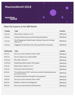 IBM at MaximoWorld 2018: Journey Map | PDF