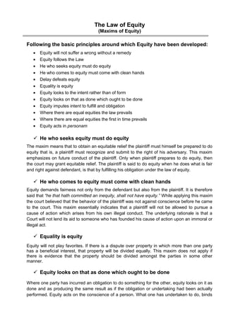 Maxims of equity | DOC