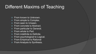 Maxims of teaching ppt | PPTX