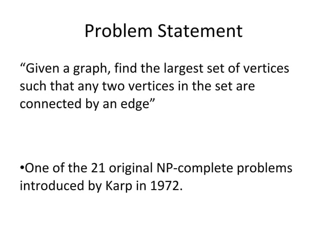 Maximum Clique Detection Algorithm Ppt