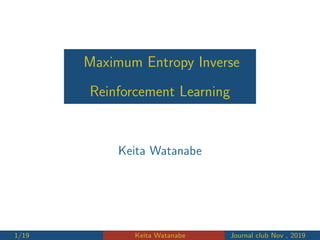 Maximum Entropy Inverse reinforcement learning | PPT | Free Download