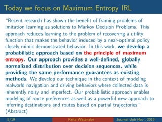Maximum Entropy Inverse reinforcement learning | PPT | Free Download