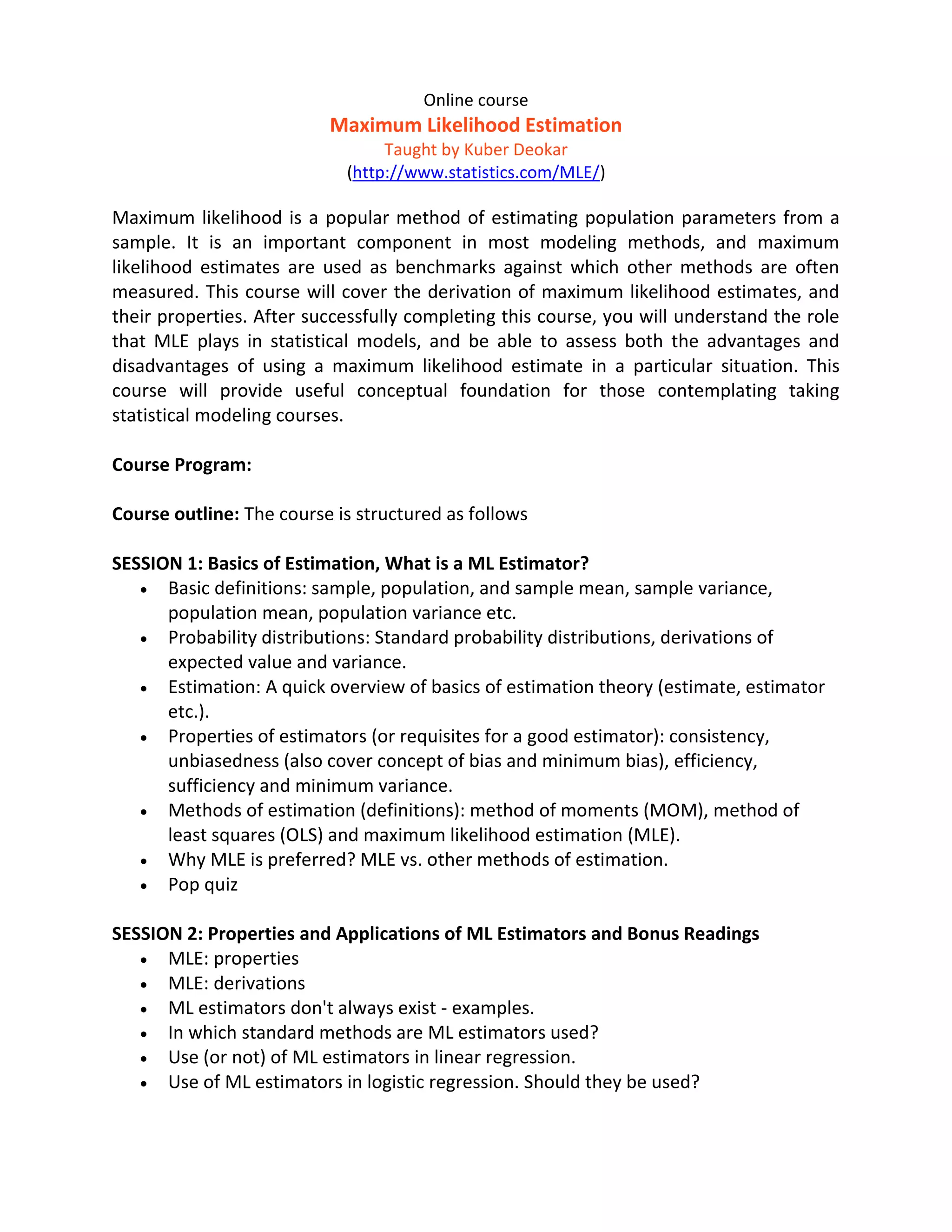 Maximum Likelihood Estimation | PDF