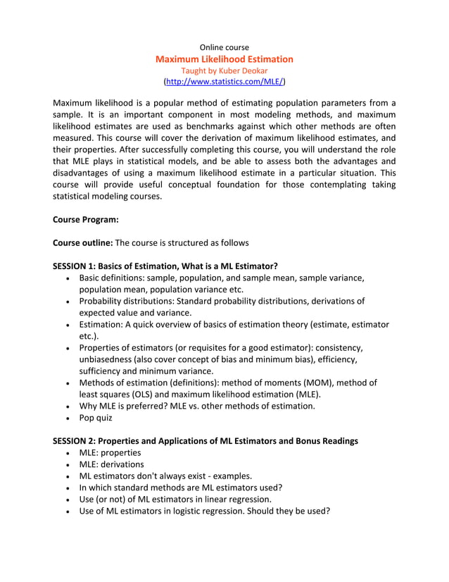 Maximum Likelihood Estimation Pdf