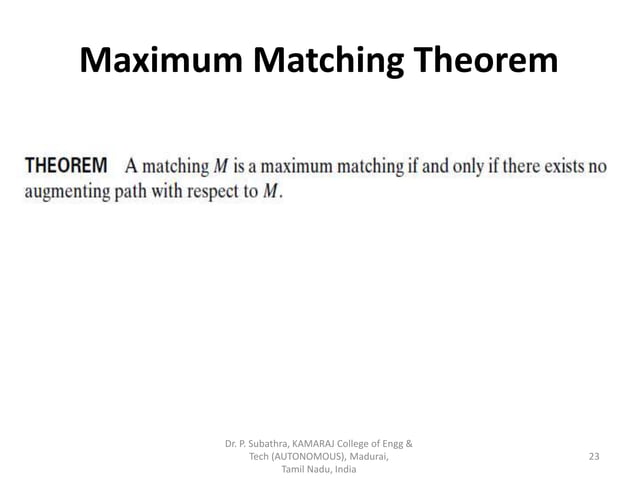 Maximum matching in bipartite graphs iterative improvement method | PDF | Technology & Computing
