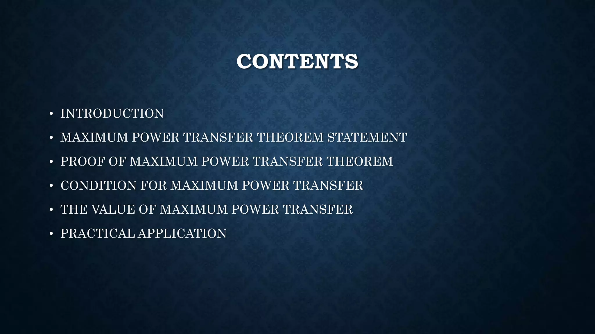 Maximum Power Transfer Theorem | PPTX