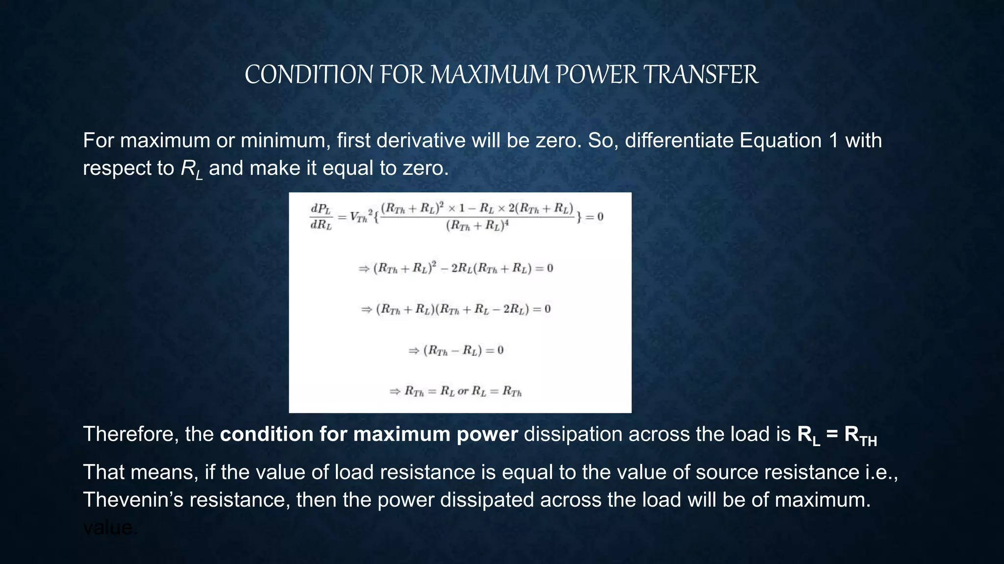 Maximum Power Transfer Theorem | PPTX