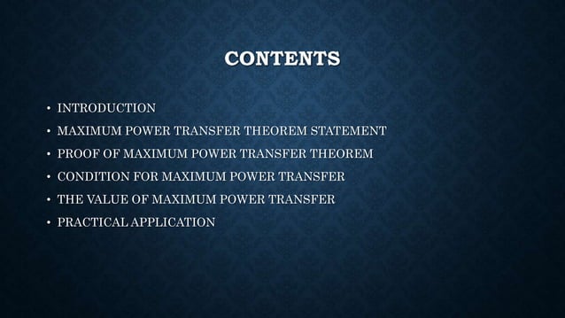Maximum Power Transfer Theorem | PPTX