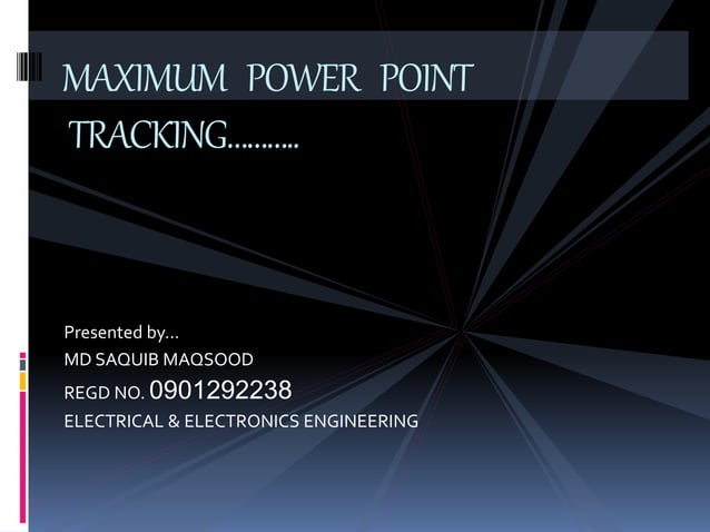 Maximum power point tracking.......saq | Physics | Science