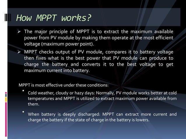 Maximum power point tracking.......saq | Physics | Science
