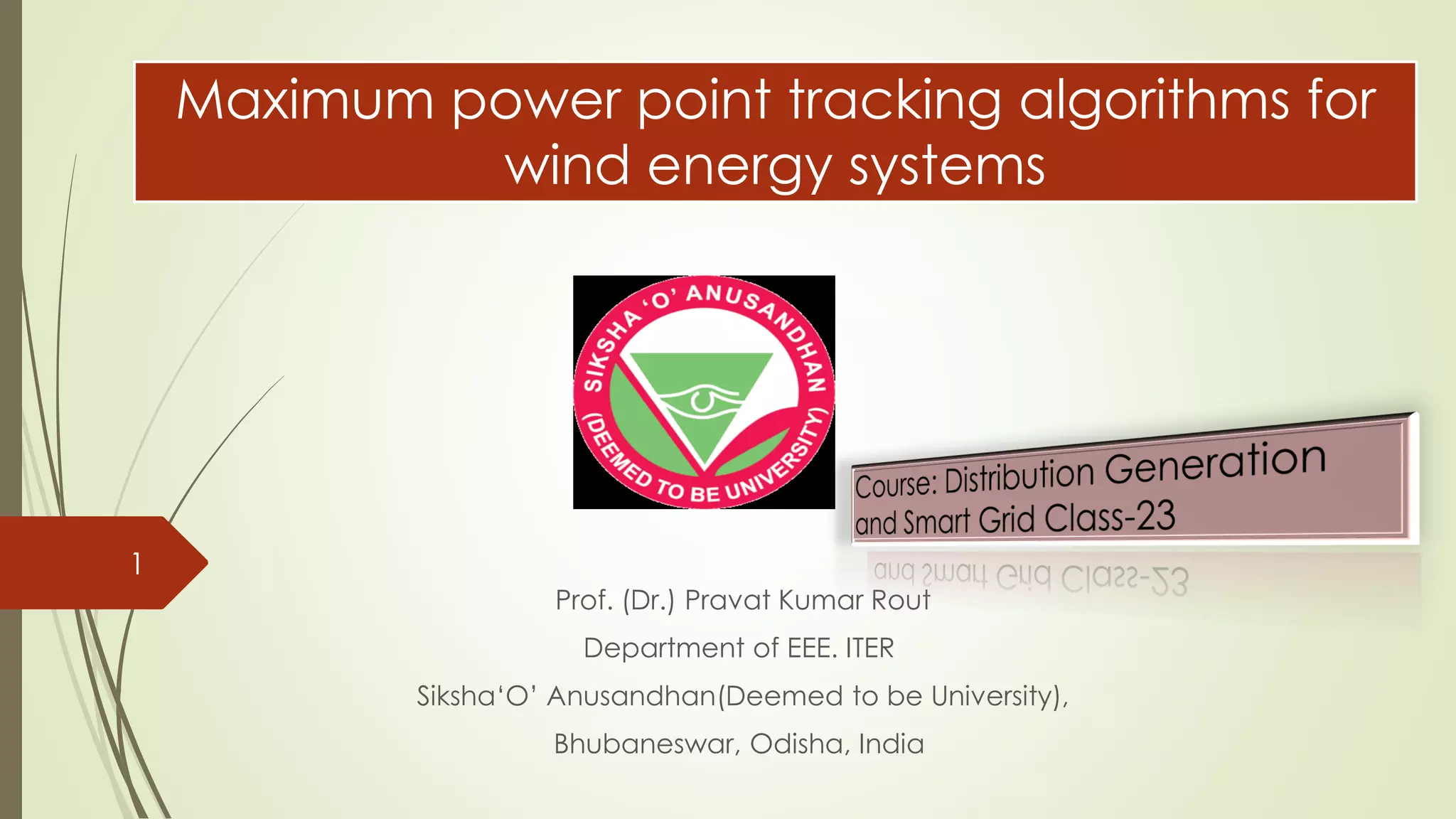 Maximum power point tracking algorithms for wind energy systems | PDF