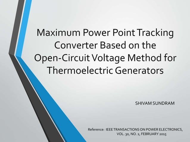 Maximum power point tracking converter | PPT