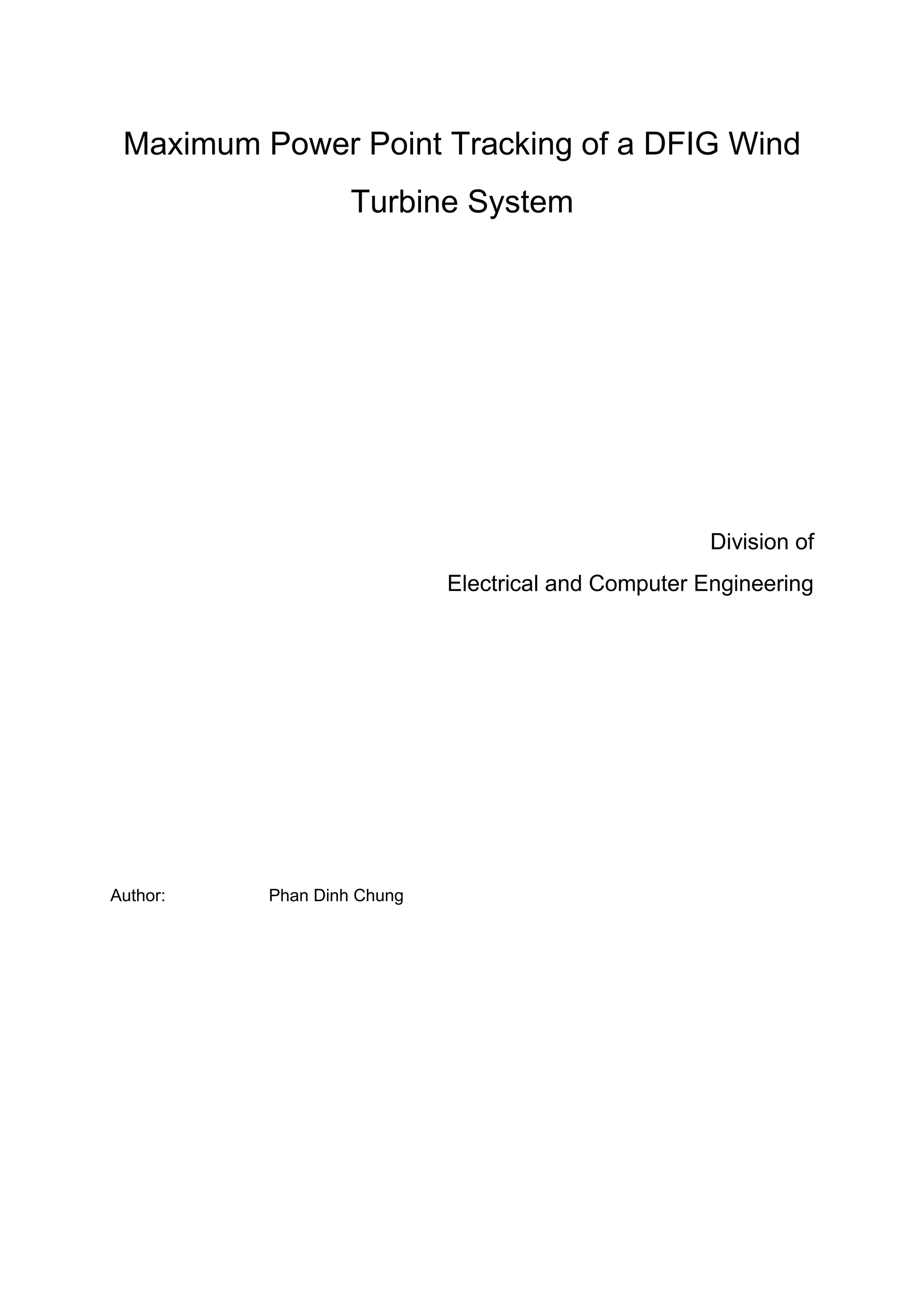 Maximum Power Point Tracking Of A Dfig Wind Turbine System.doc