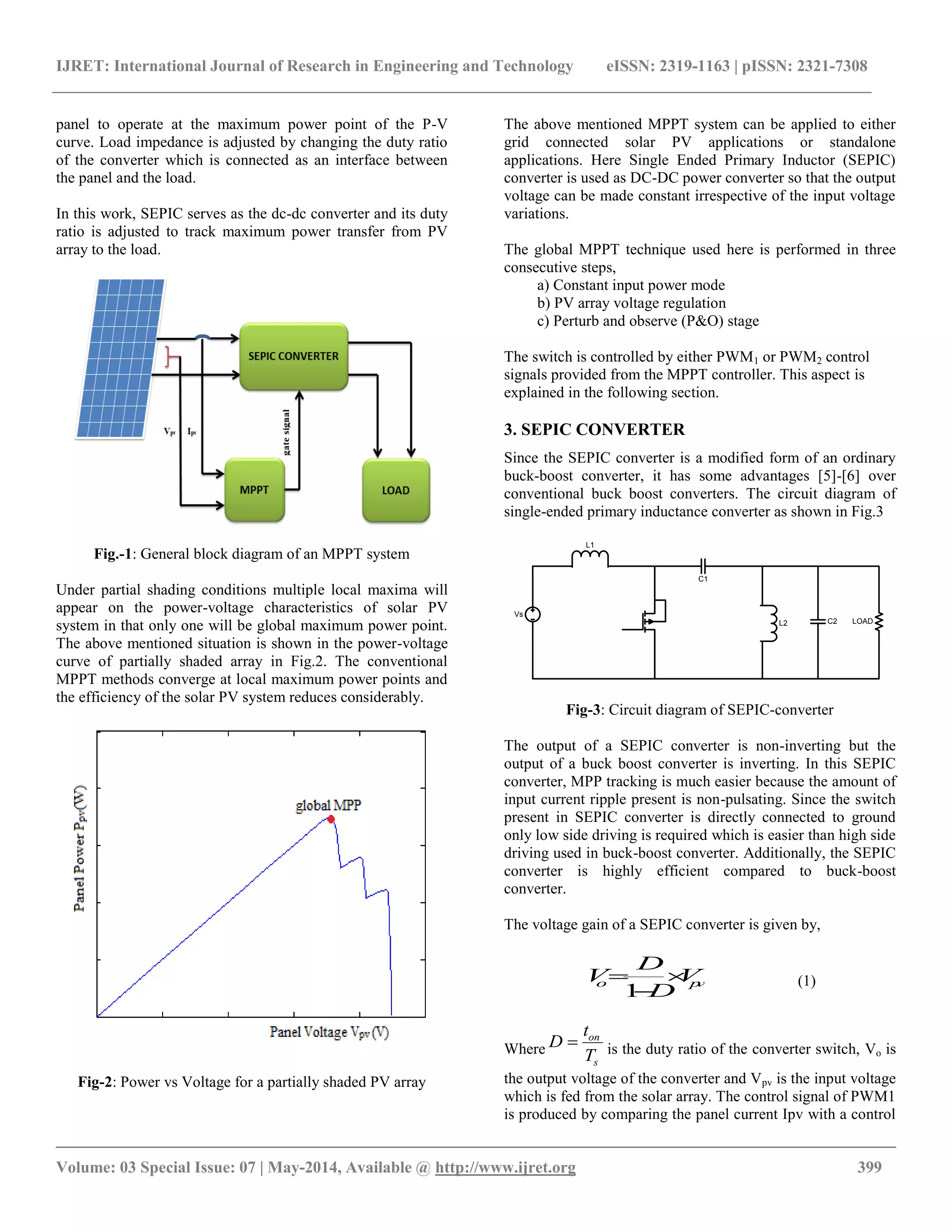 Maximum power point tracking of pv arrays under partial shading condition using sepic converter ...