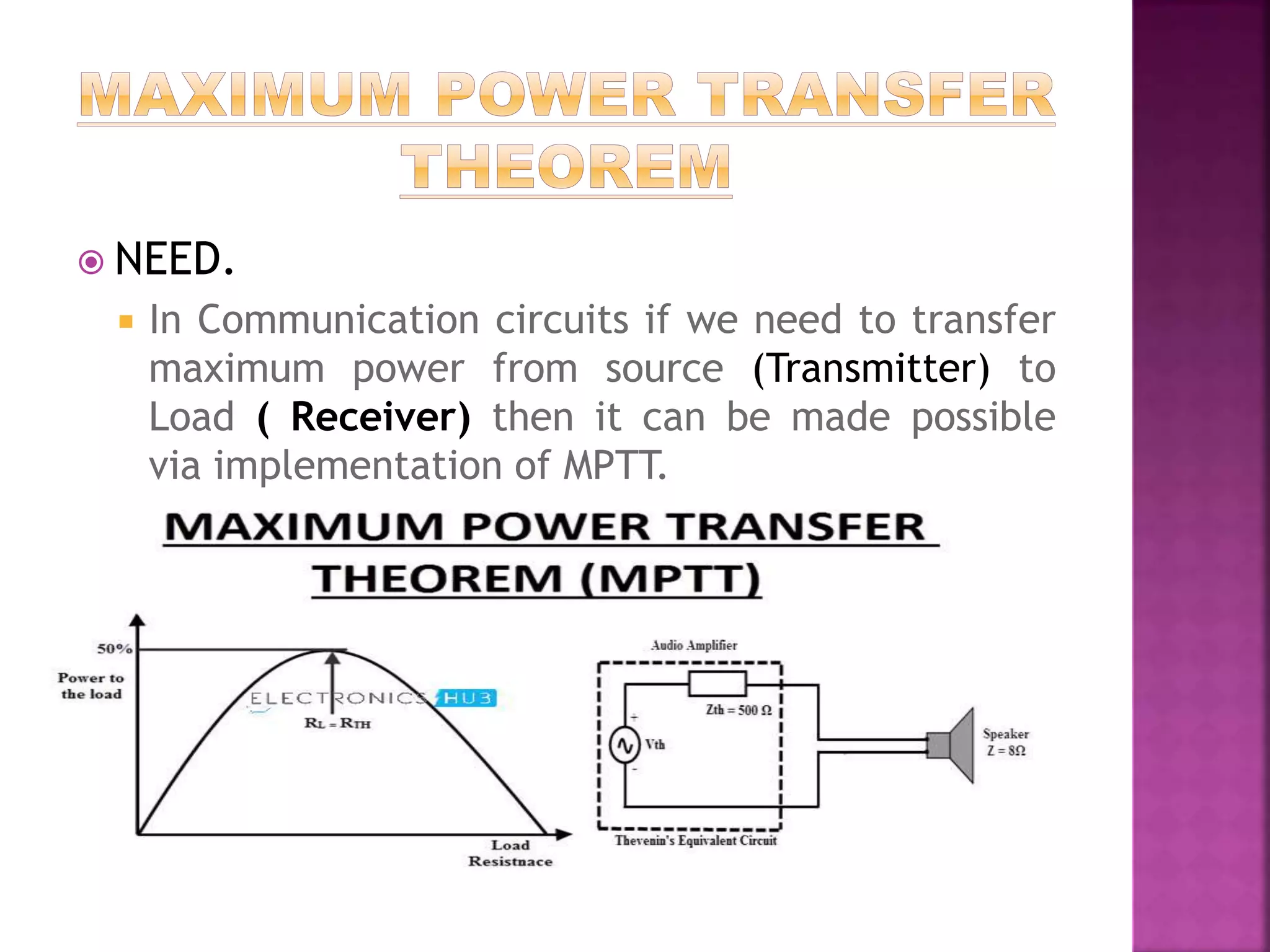 Maximum power transfer theorem | PPTX