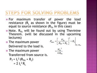 Maximum power transfer theorem | PPTX