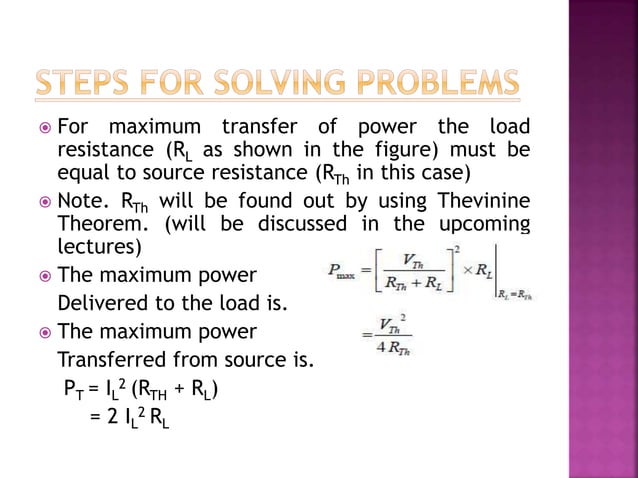 Maximum power transfer theorem | PPTX