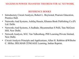 Maximum power transfer theorem for ac network | PDF