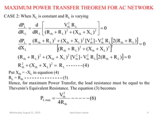 Maximum power transfer theorem for ac network | PDF