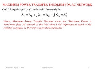 Maximum power transfer theorem for ac network | PDF