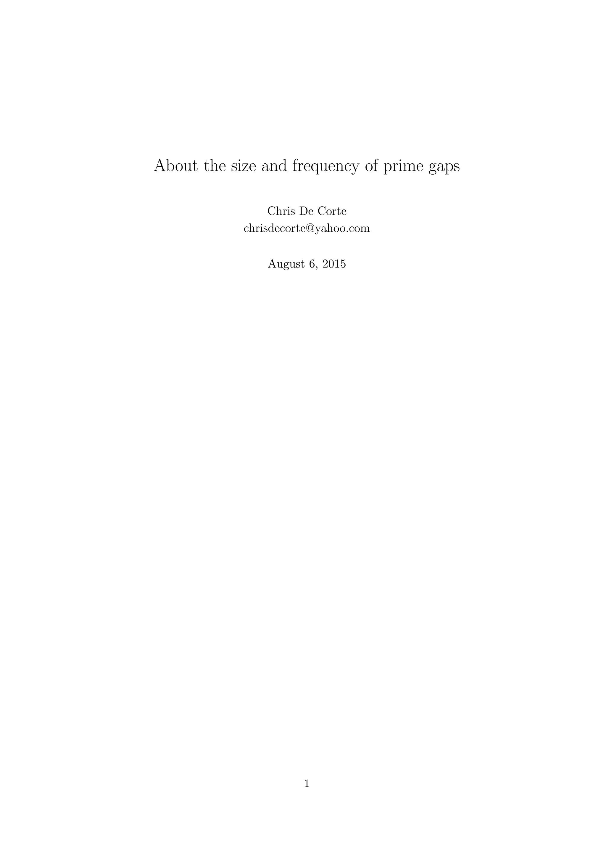 About the size and frequency of prime gapsMaximum prime gaps | PDF