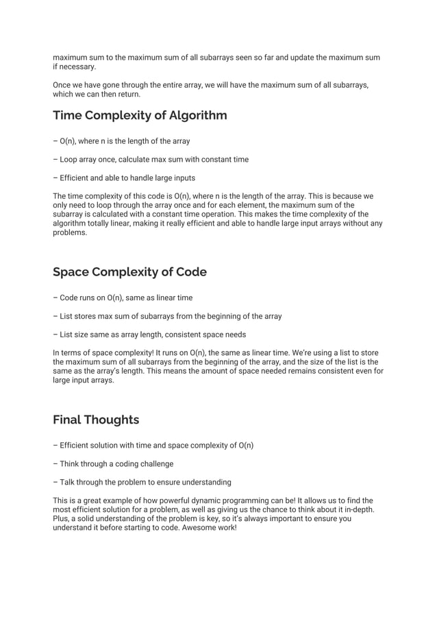 Maximum Subarray Sum in Python | PDF