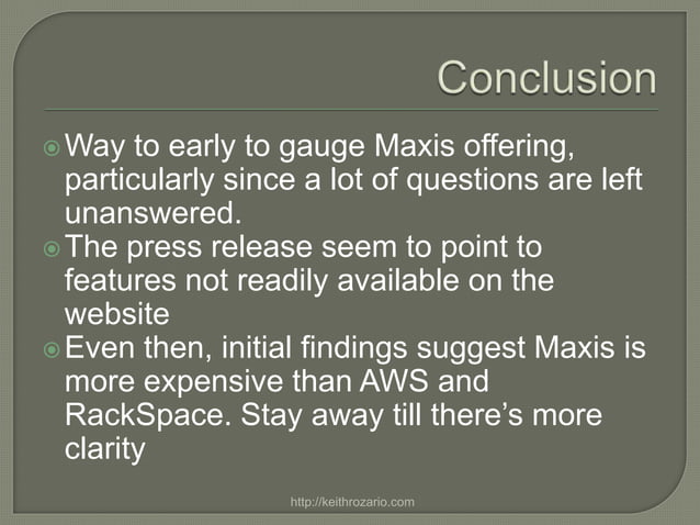 Maxis vs. amazon vs. rackspace | PPTX