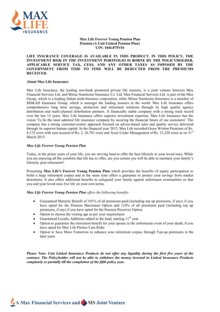 Max Life Forever Young Pension Plan | PDF