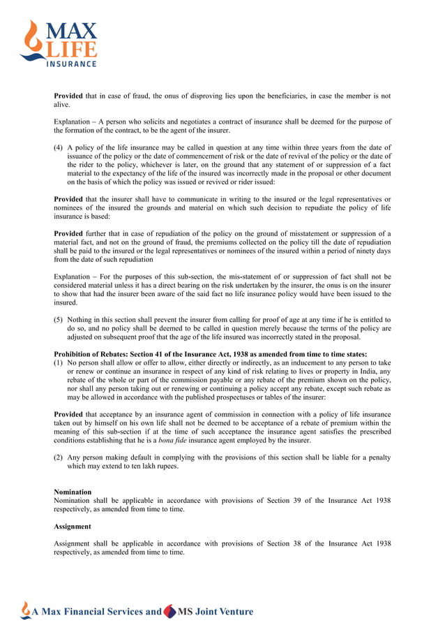 Max Life Forever Young Pension Plan | PDF