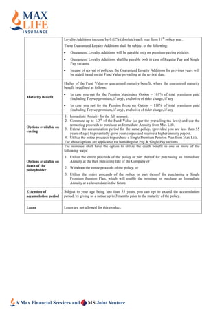 Max Life Forever Young Pension Plan | PDF