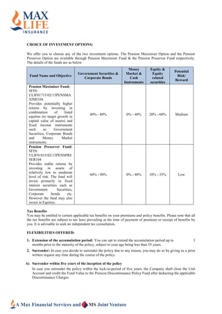 Max Life Forever Young Pension Plan | PDF