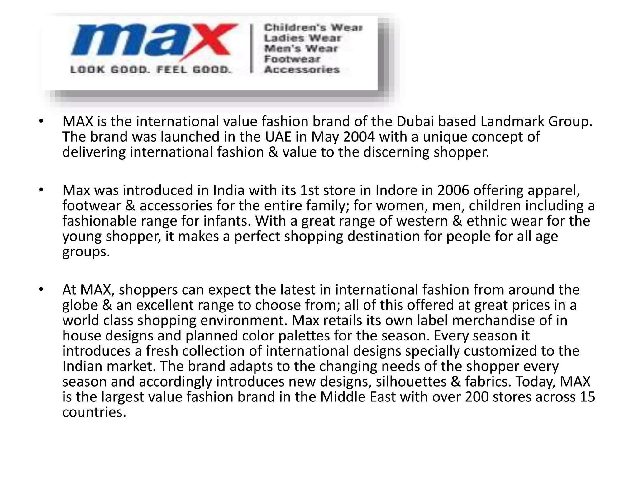 Max lifestyle - Lastest Fashion - Shop now. | PPTX
