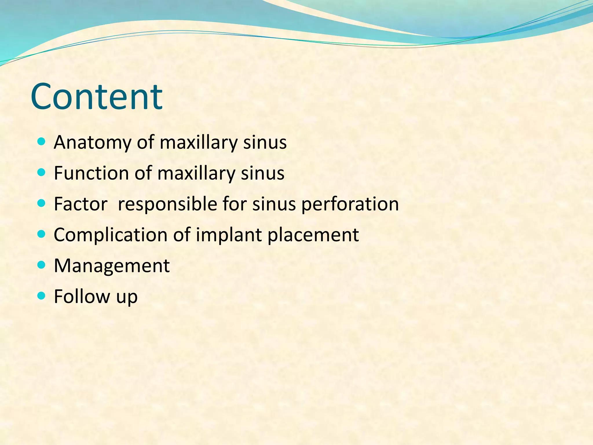 Treatment of dental implant displacement into the maxillary sinus | PPTX