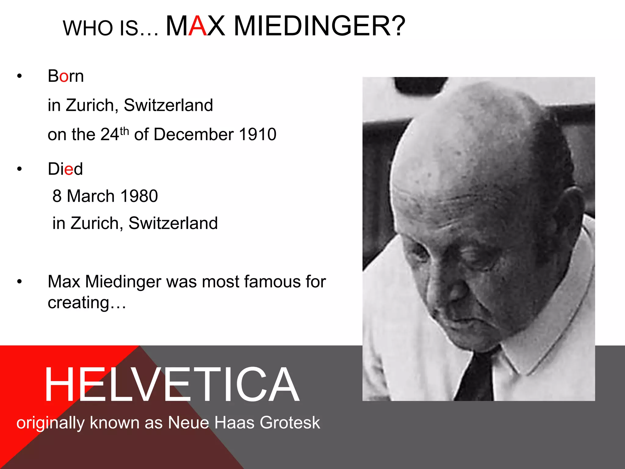 Max miedinger presentation | PPTX