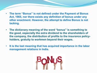 Payment of Bonus Act, 1965 | PPTX | Government Support and Welfare ...