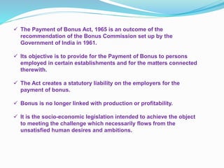 Payment of Bonus Act, 1965 | PPTX | Government Support and Welfare ...