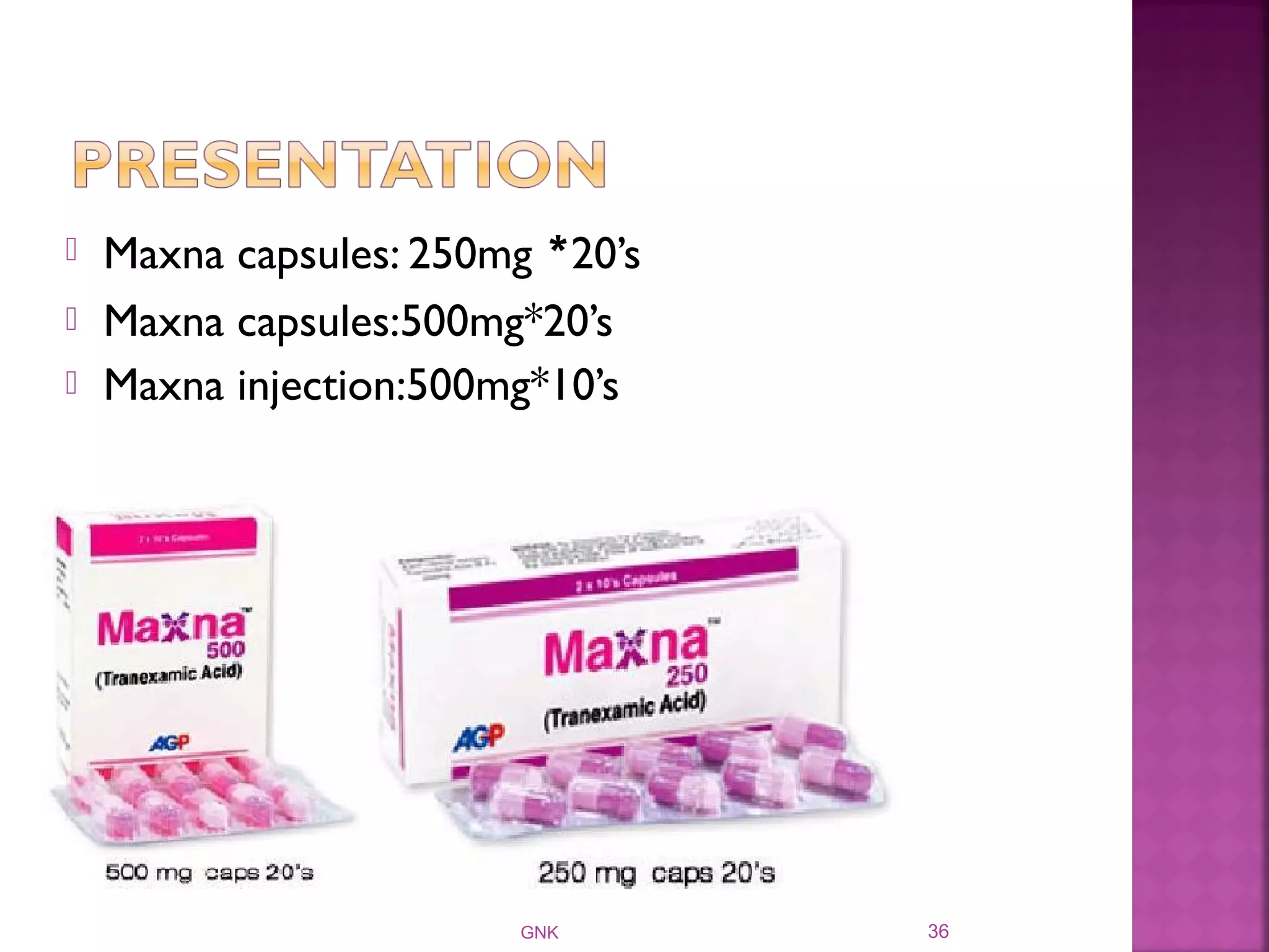 Tranexamic Acid "Maxna" (by gul nawaz khan) | PPT