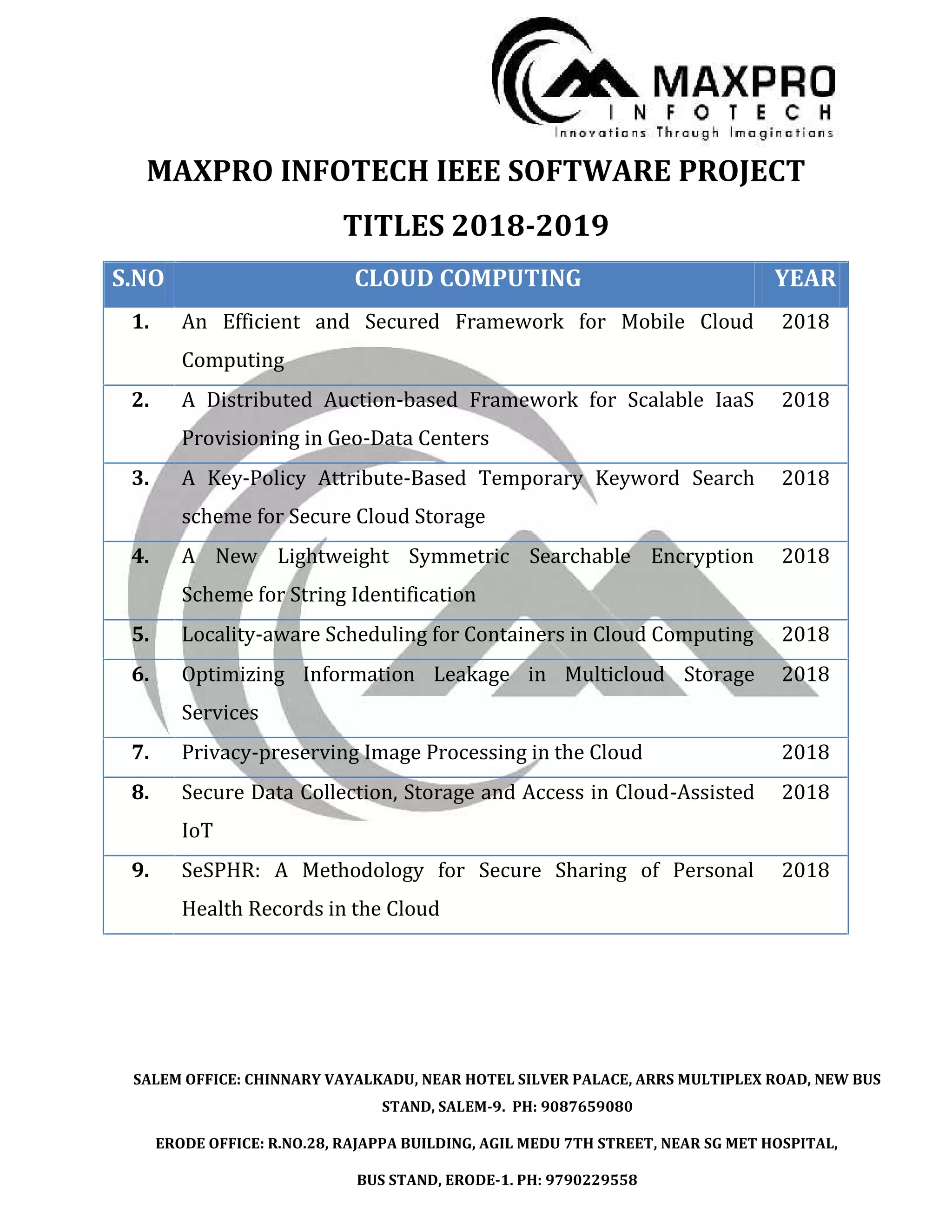 Maxpro infotech software project title list 2018 2019 | PDF