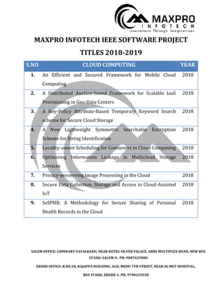 Maxpro infotech software project title list 2018 2019 | PDF