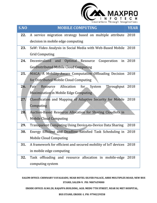 Maxpro infotech software project title list 2018 2019 | PDF