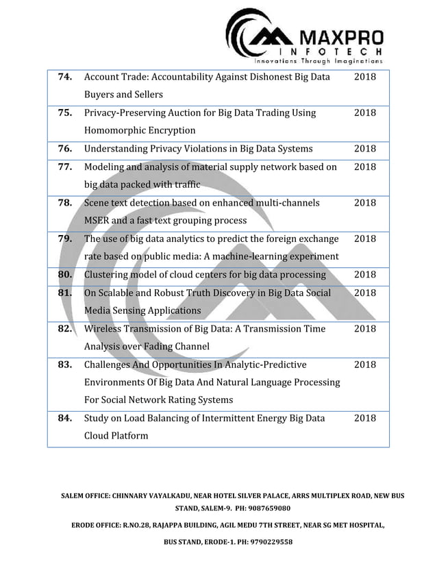 Maxpro infotech software project title list 2018 2019 | PDF
