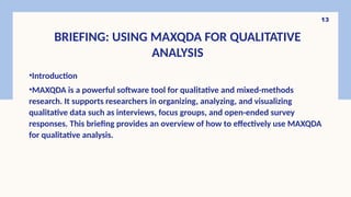 MAXQDA Consultation Presentation for Qualitative Analysis | PPTX