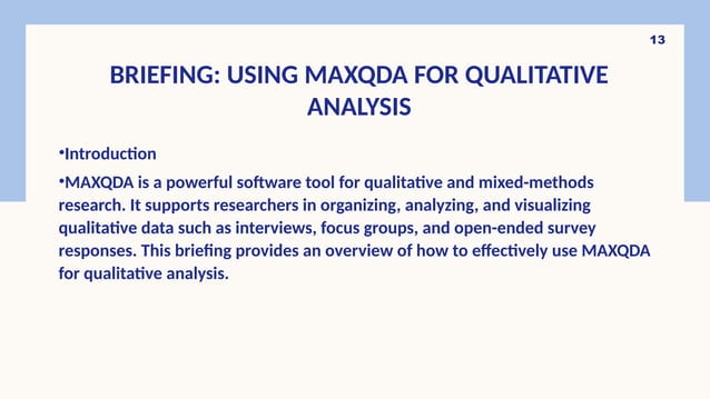 MAXQDA Consultation Presentation for Qualitative Analysis | PPT