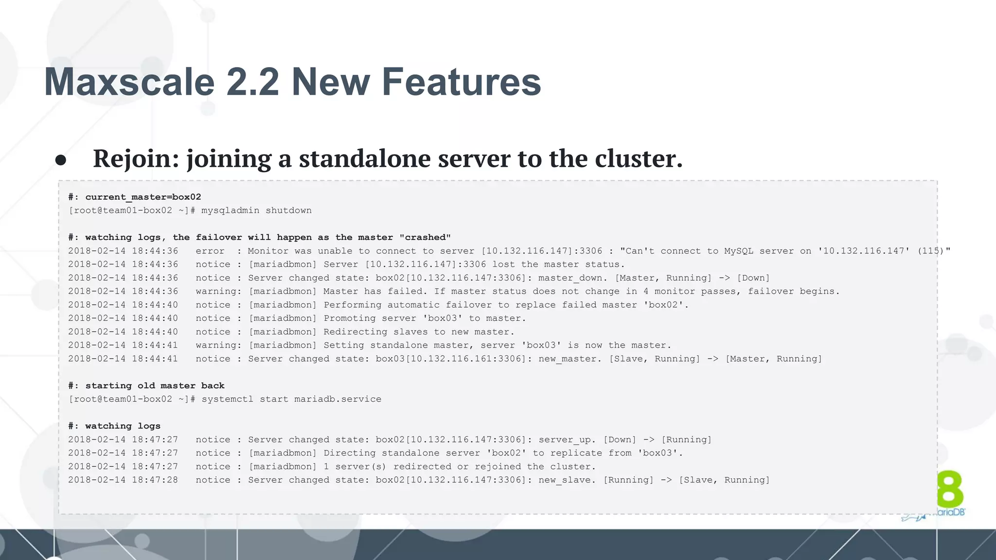 Maxscale switchover, failover, and auto rejoin | PDF