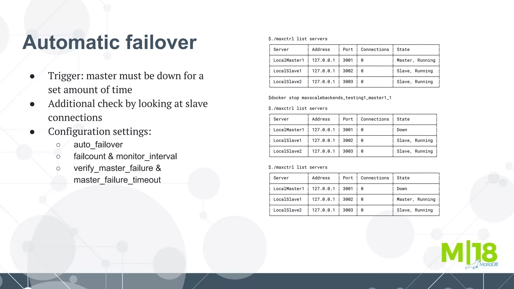 Maxscale switchover, failover, and auto rejoin | PDF