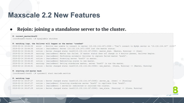 Maxscale switchover, failover, and auto rejoin | PDF