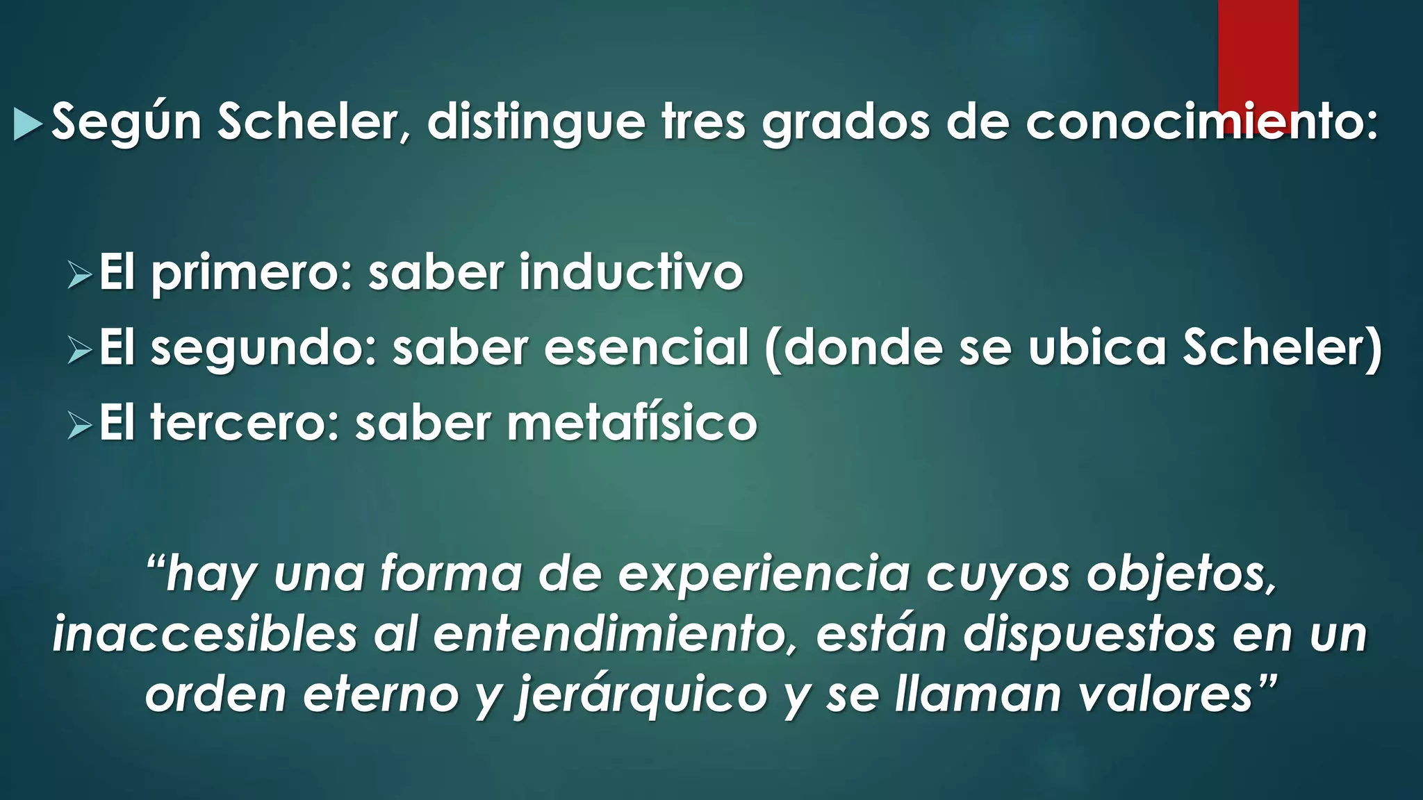 Max scheler - el resentimiento en la Jerarquía de los valores | PPTX