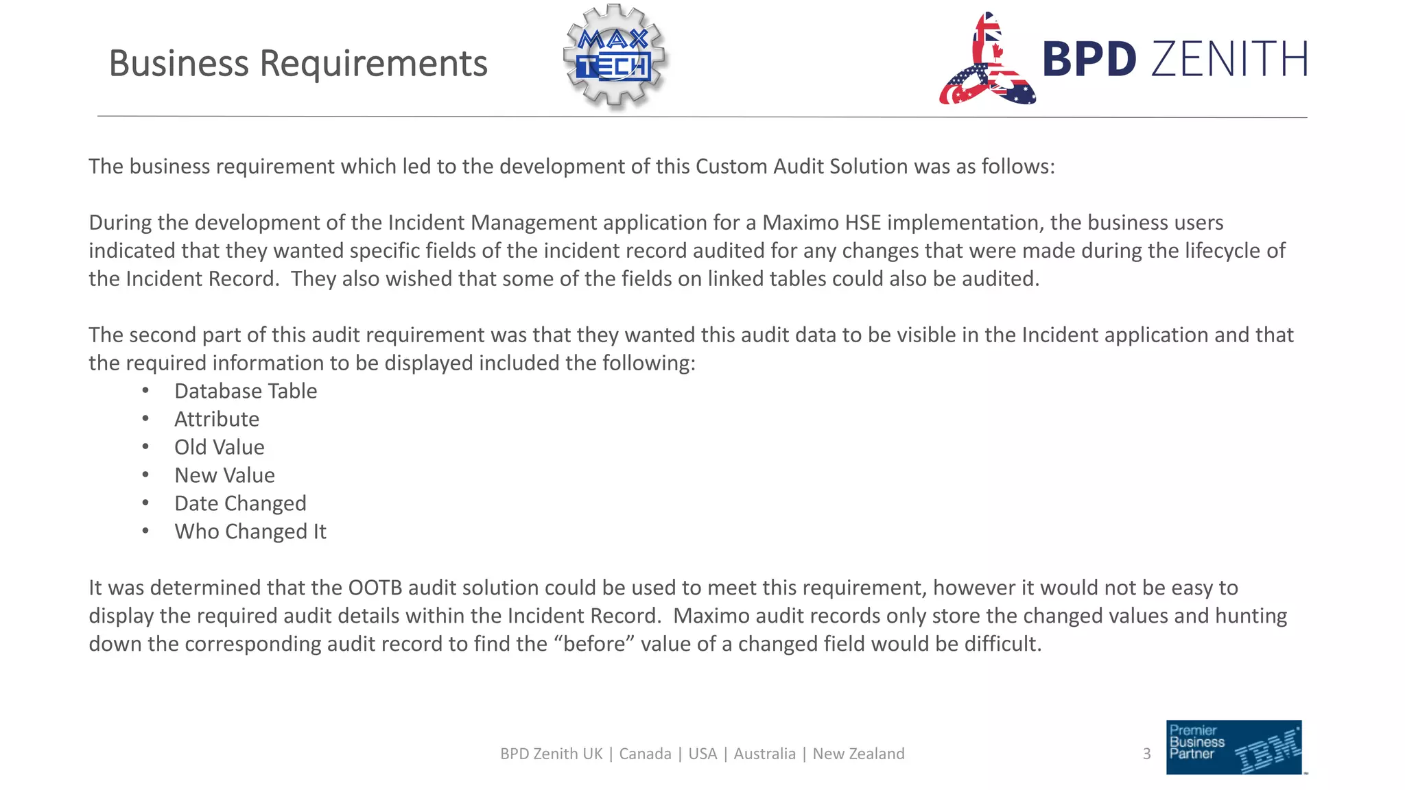 MaxTECH Technical Training - Maximo Custom Audit Solution | PDF