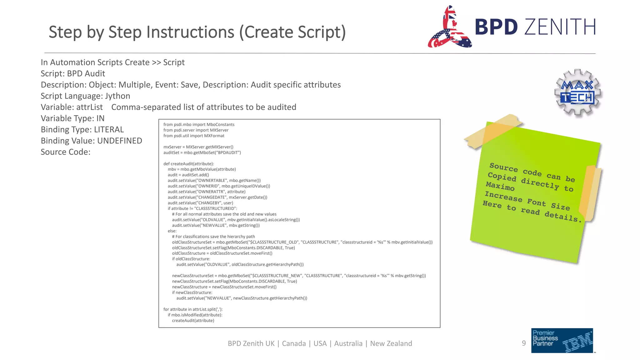 Maxtech Technical Training Maximo Custom Audit Solution Ppt